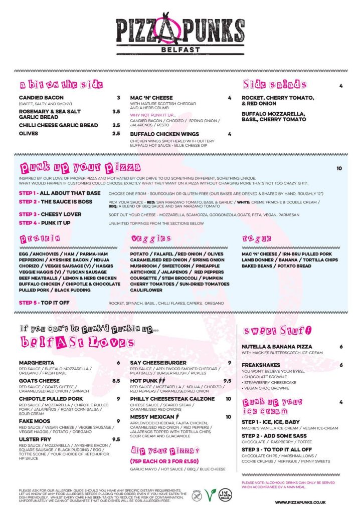 Pizza Punks - Belfast Menu Released - Pizza News - Craft & Slice